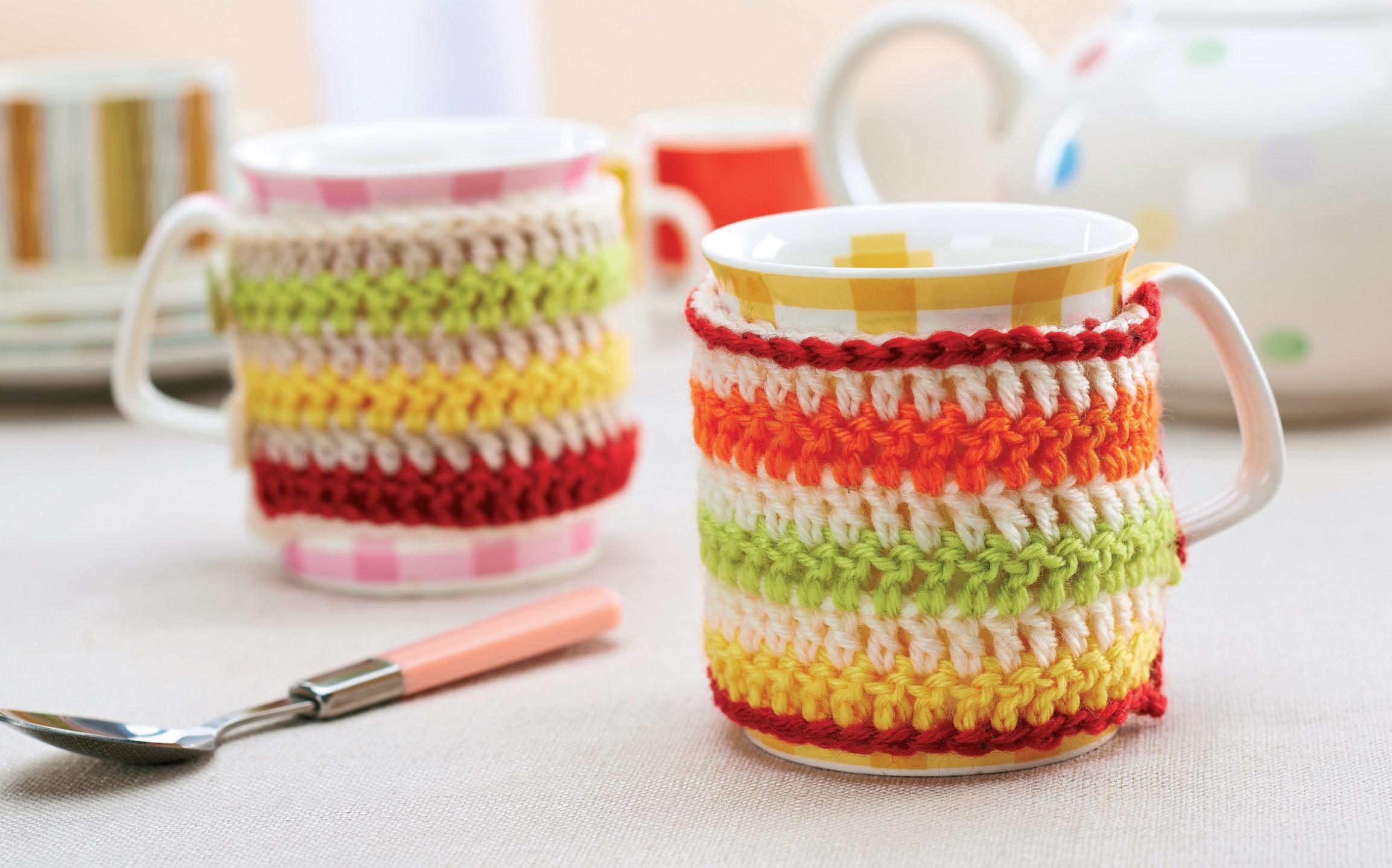 Striped crochet mug cosies | Top Crochet Patterns